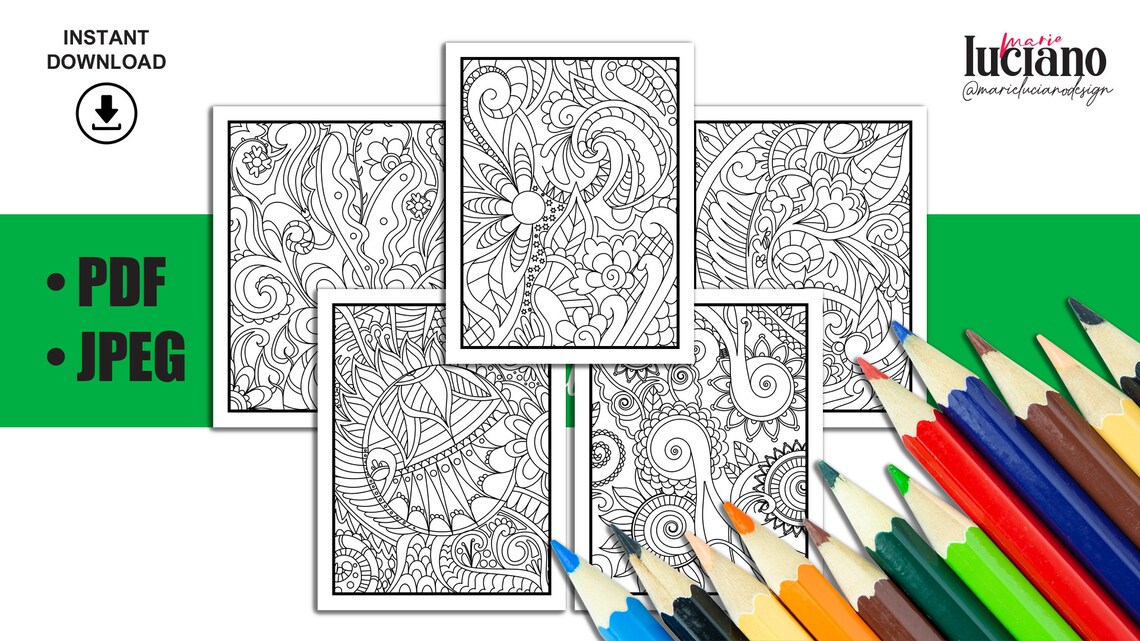 20 Coloring Pages, Swirl Floral Patterns, Relaxing Flower Designs ...