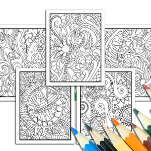 20 Coloring Pages, Swirl Floral Patterns, Relaxing Flower Designs ...