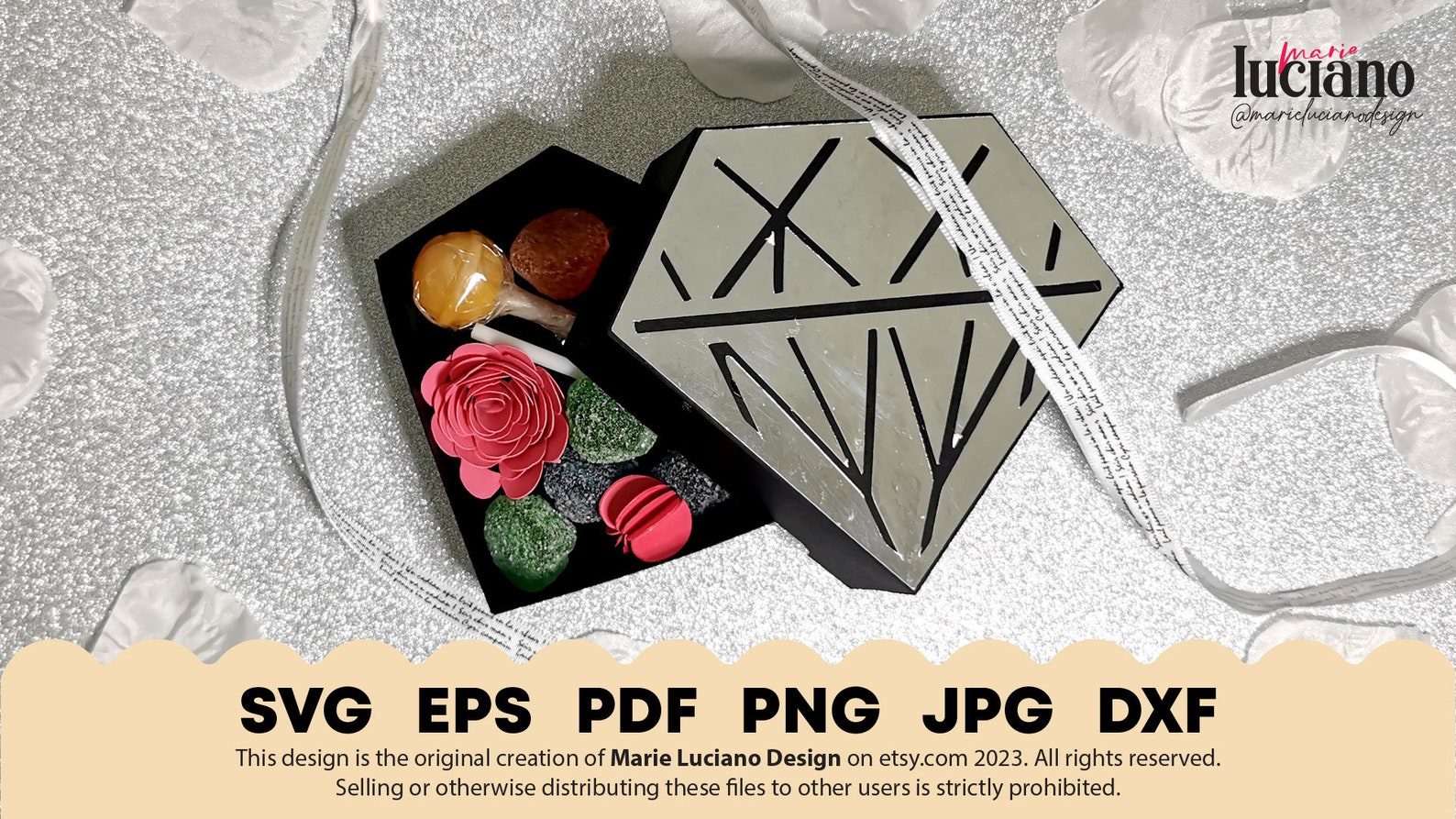Diamond Gift Box With Lid SVG, DXF Template EPS, Pdf, Png, Jpg, Paper ...