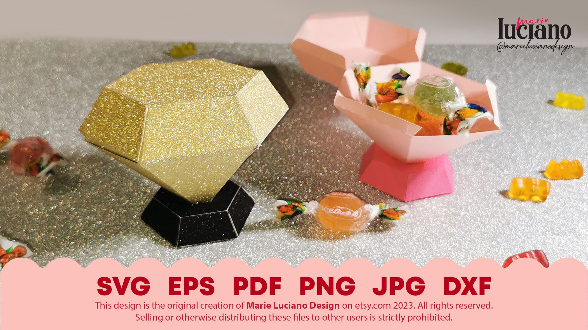 Diamond 3D Gift Box Wth Stand SVG, DXF Tmplt EPS, Pdf, Png, Jpg, Paper ...