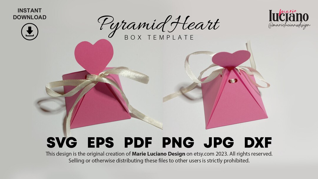 Pyramid Gift Box With Heart SVG, DXF Template EPS, Pdf, Png, Jpg, Paper ...