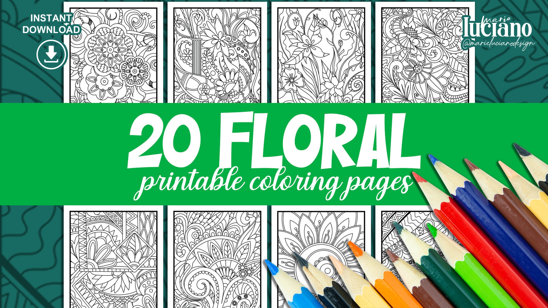 20 Coloring Pages, Swirl Floral Patterns, Relaxing Flower Designs ...