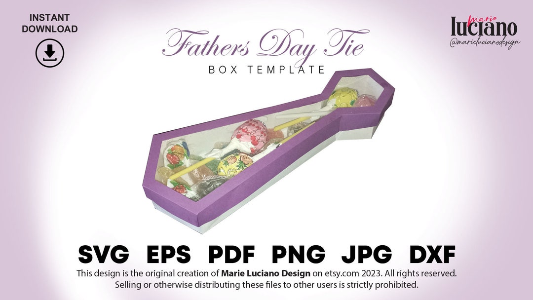 Fathers Day Tie Gift Box SVG, DXF Template EPS, Pdf, Png, Jpeg, Paper ...