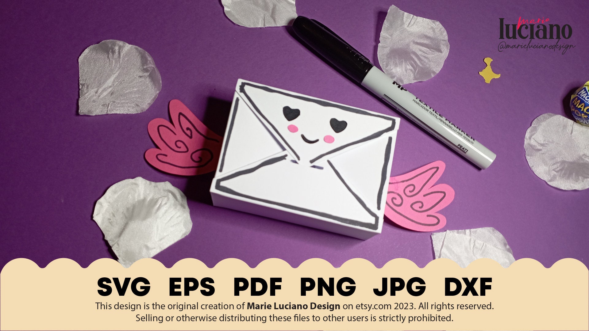 Love Envelope Gift Box SVG, DXF Template EPS, Pdf, Png, Jpg, Paper ...