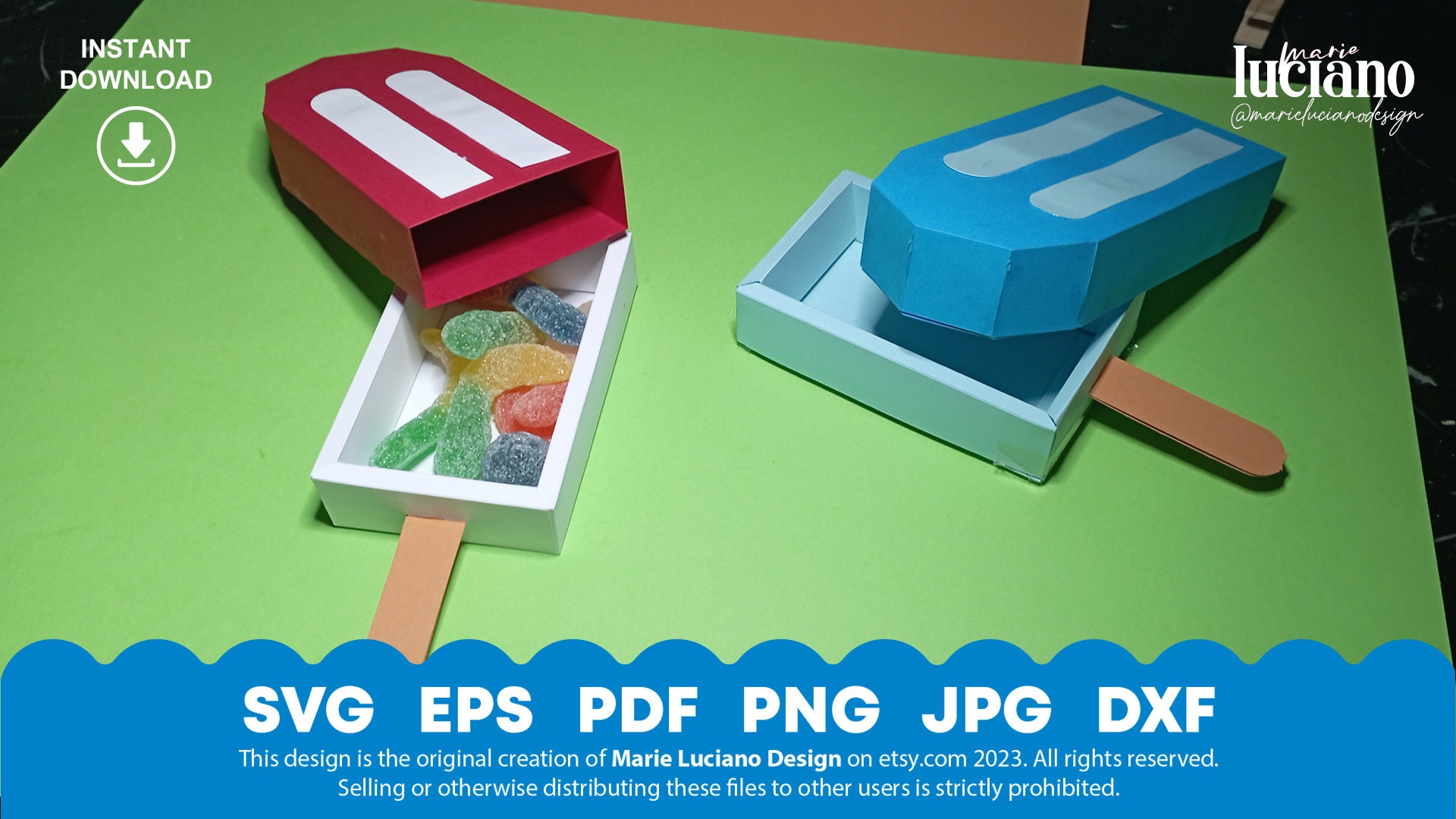 Paper Ice-cream Boxes SVG, DXF Template EPS, Pdf, Paper Popsicle ...