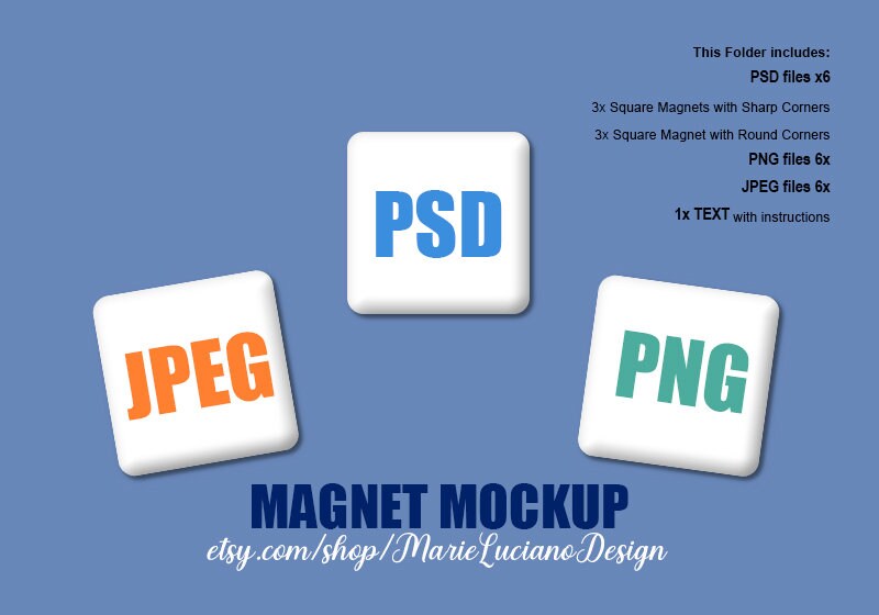 Square Magnet Mockup | PSD PNG JPEG | Sharp Corner, Round Corner ...