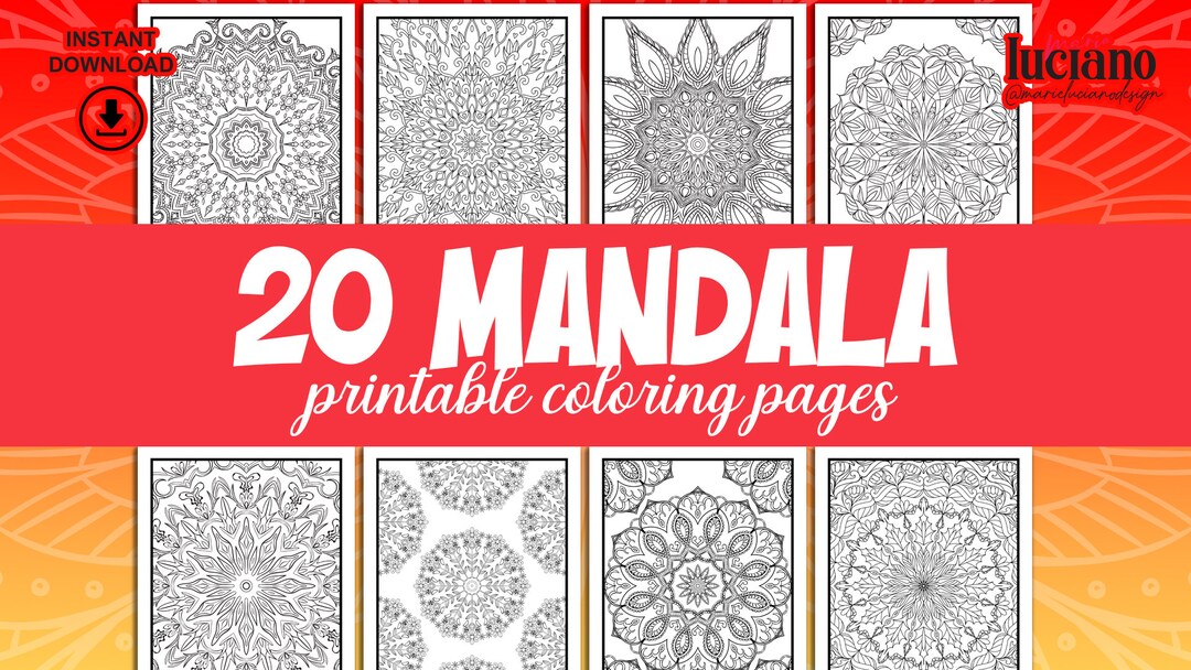 20 Coloring Pages, Mandala Flower Patterns, Relaxing Floral Designs ...