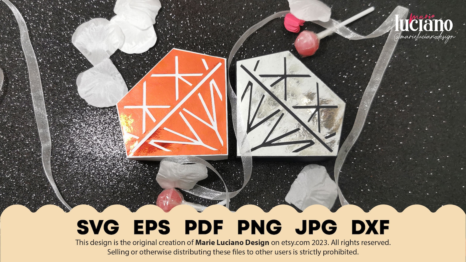Diamond Gift Box With Lid SVG, DXF Template EPS, Pdf, Png, Jpg, Paper ...