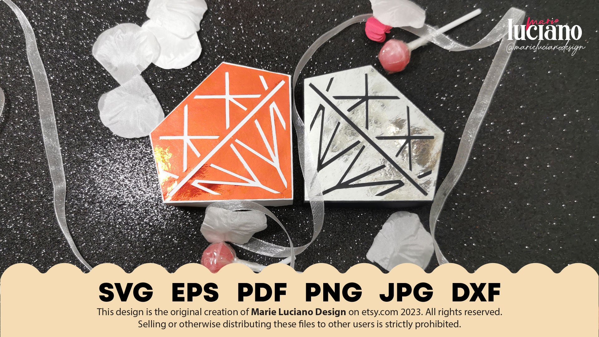 Diamond Gift Box With Lid SVG, DXF Template EPS, Pdf, Png, Jpg, Paper ...