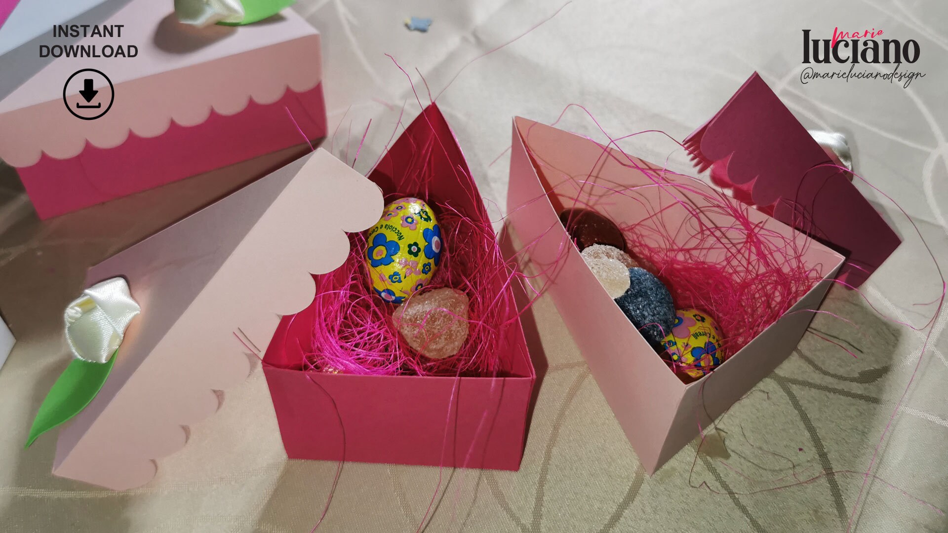 Paper Cake Slice Gift Boxes With Flower SVG, DXF Template EPS, Pdf ...