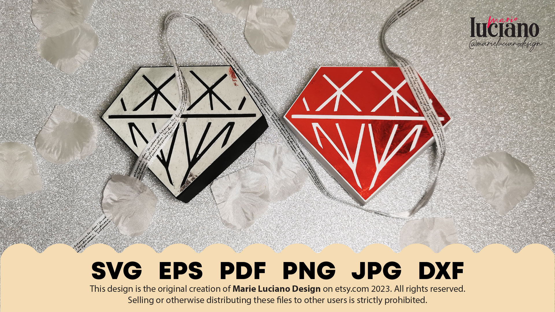 Diamond Gift Box With Lid SVG, DXF Template EPS, Pdf, Png, Jpg, Paper ...