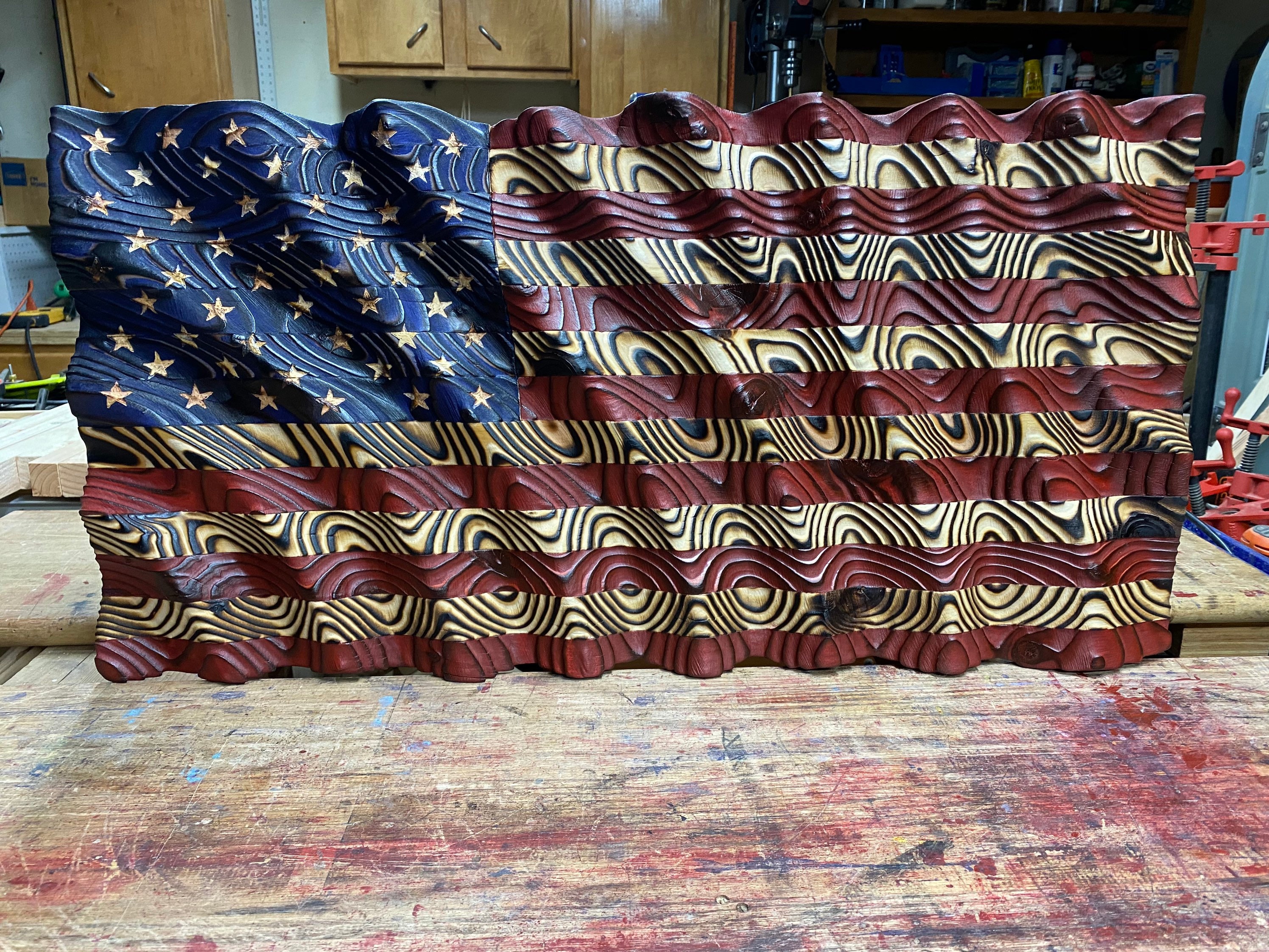 Waving Wood American Flag | Etsy