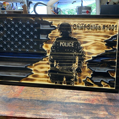 Custom Thin Blue Line Flag Police Flag Wood Flag - Etsy
