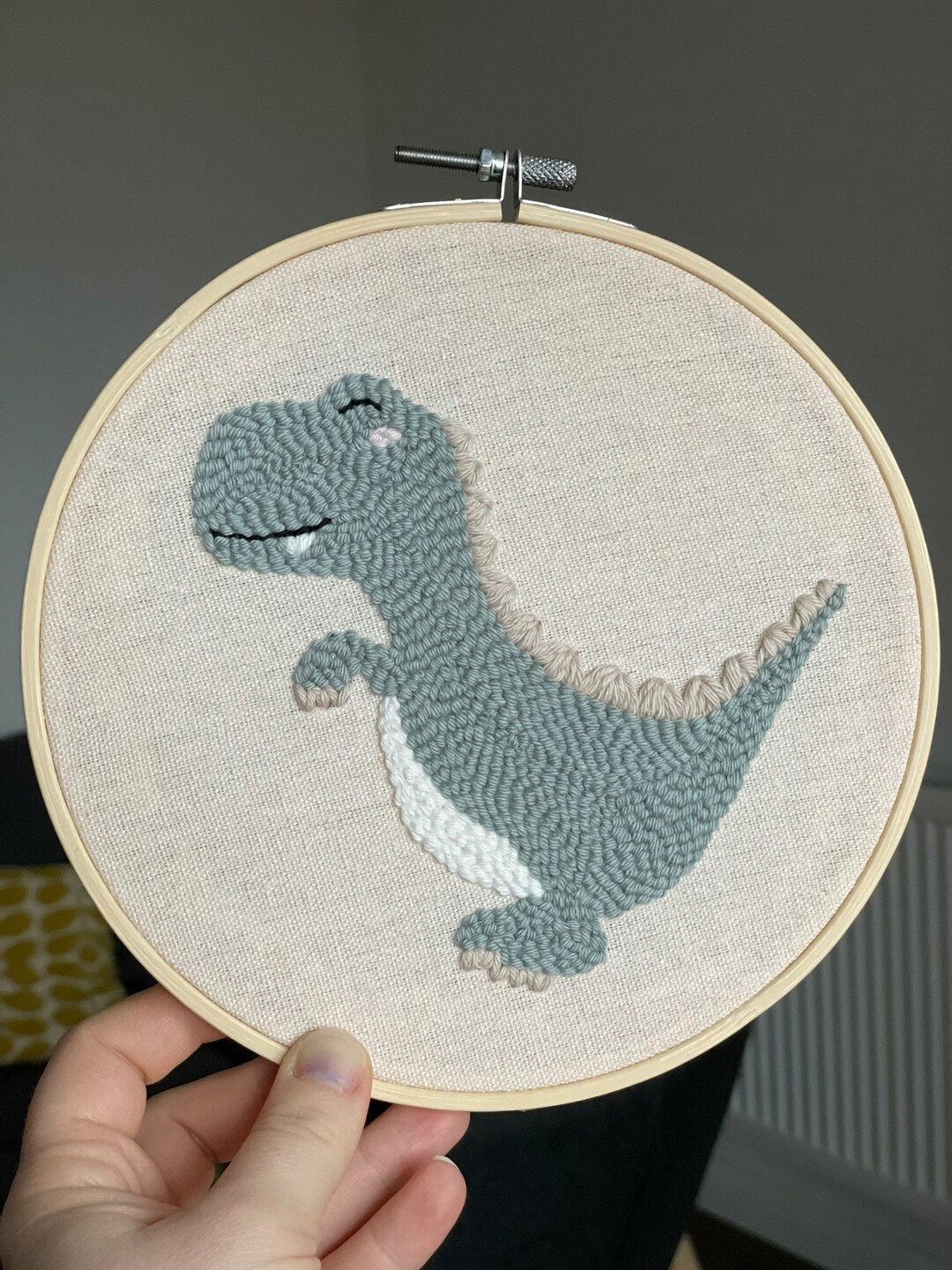 Dinosaur Punch Needle Hoop, Dino Decor, Dino Decoration, Dino Hoop ...
