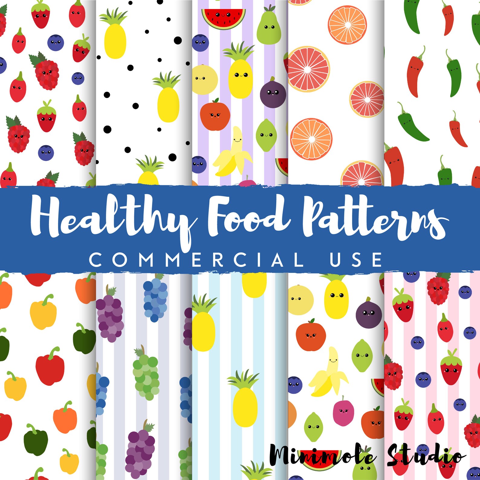 Cute Food Digital Paper Clipart Bundle Avocado SVG Cute - Etsy UK