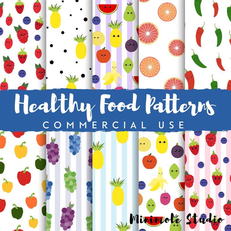 Cute Food Digital Paper Clipart Bundle Avocado SVG Cute - Etsy UK