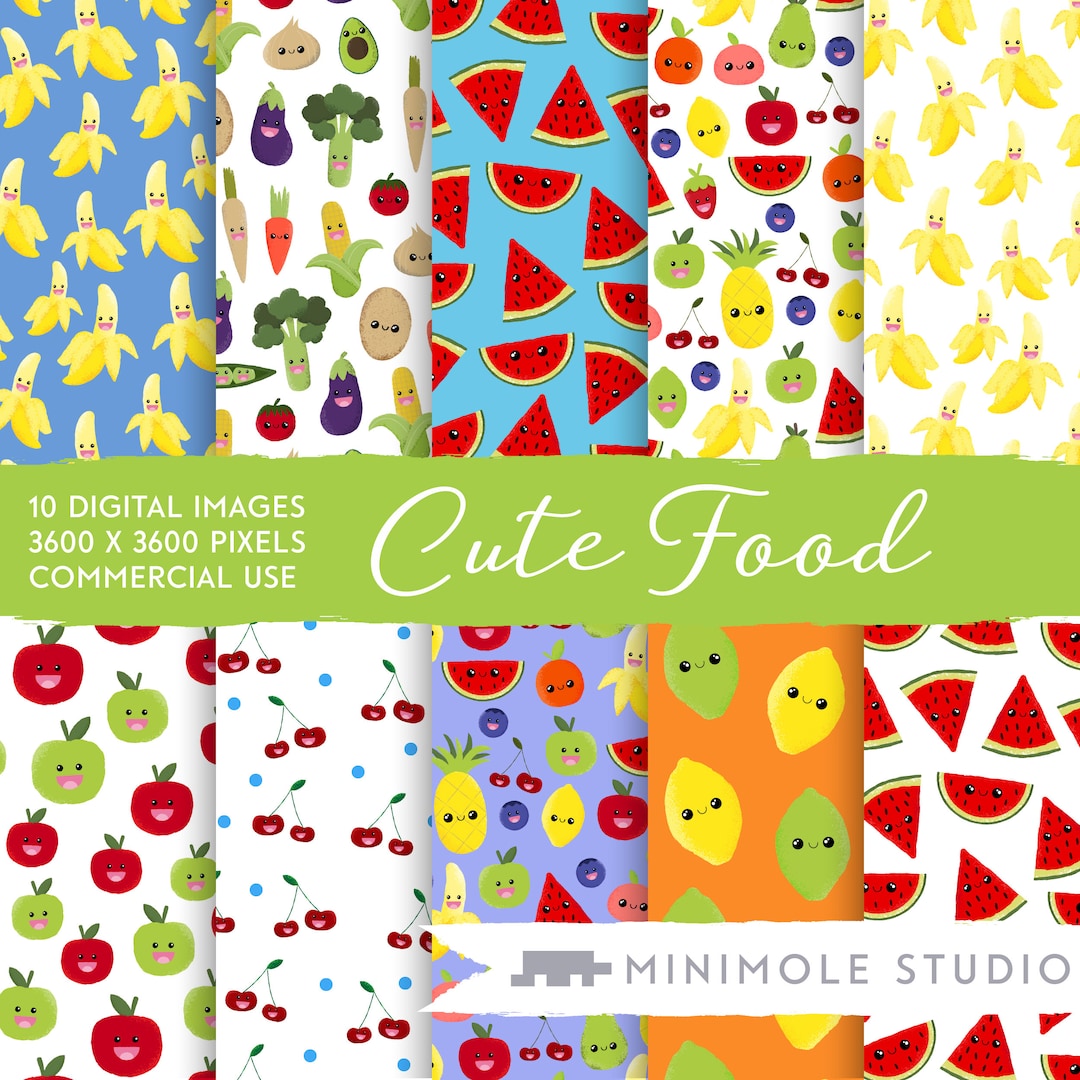 Digital Cute Food Paper Fruit Pattern Kawaii Food Pattern - Etsy Canada