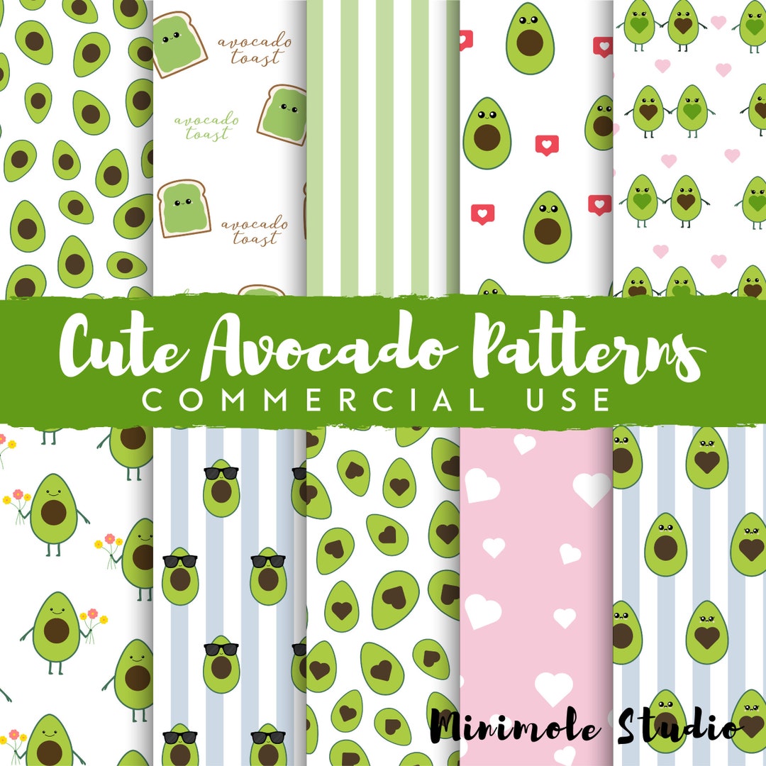 Cute Avocado Digital Paper Avocado Pattern Digital - Etsy