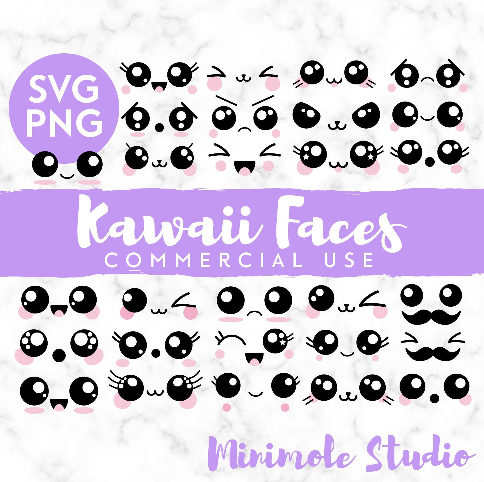 Cute Faces SVG Digital Face Clipart Kawaii Cartoon Emoji - Etsy Australia