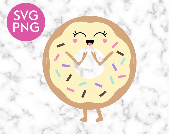 Cute Donut SVG Kawaii Food Svg Doughnut Clipart Sprinkles - Etsy