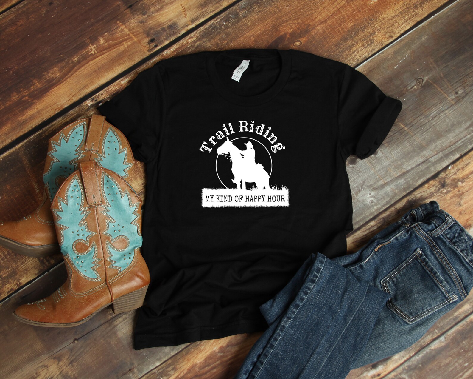 Trail Riding, My Kind of Happy Hour Trail Rider Quote Shirt for Western ...