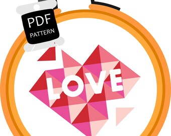 Geometric Heart Beginner Hand Embroidery Pattern PDF Digital Download ...