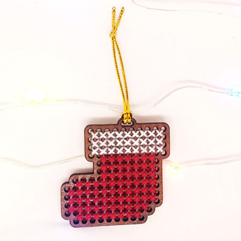 7 Cross Stitch Christmas Ornaments for Laser Cutting, Vector, Svg, Dxf ...