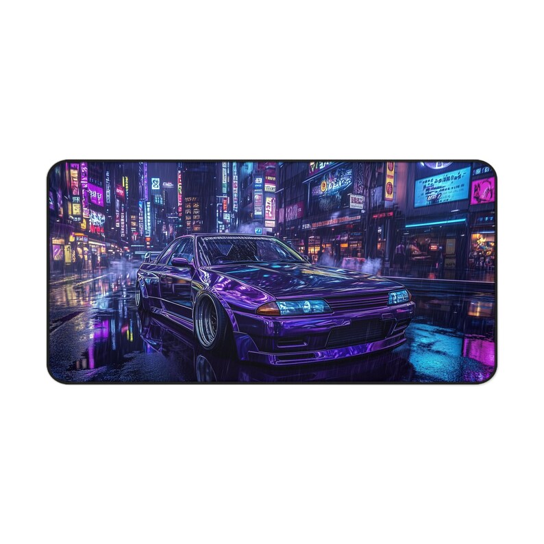 Cyberpunk Nissan R32 Skyline Mouse Pad Gaming Desk Mat With Neon City ...