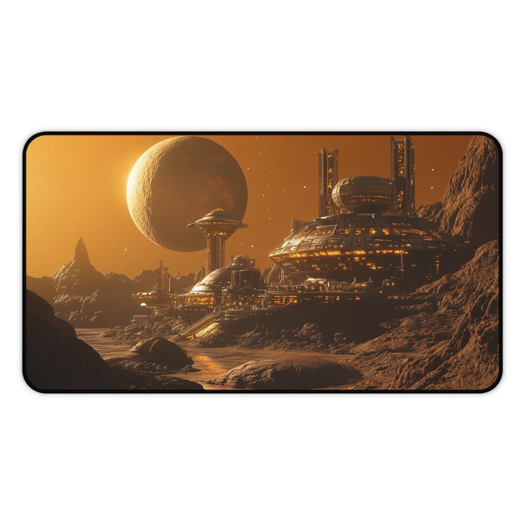 Mars Colony Gaming Mouse Pad Extra Large Sci-fi Desk Mat Futuristic ...