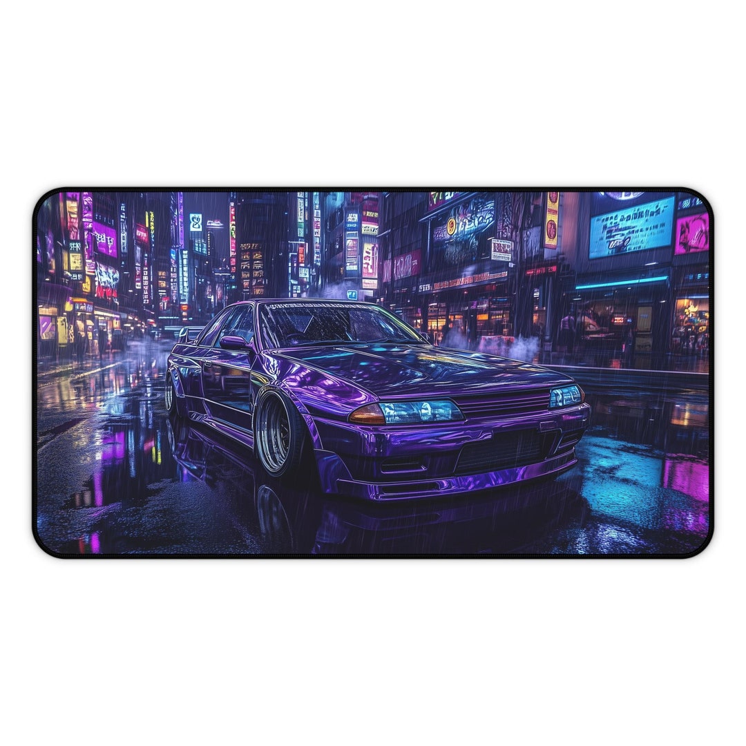 Cyberpunk Nissan R32 Skyline Mouse Pad Gaming Desk Mat With Neon City ...