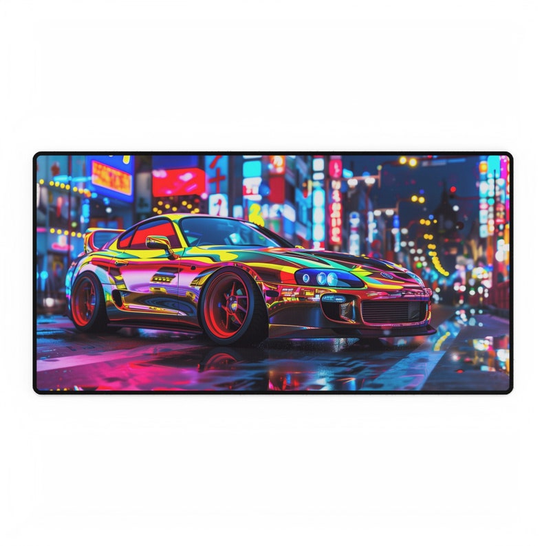 Large Orange Toyota Supra Mouse Pad Vibrant City Desk Mat for Gamers ...