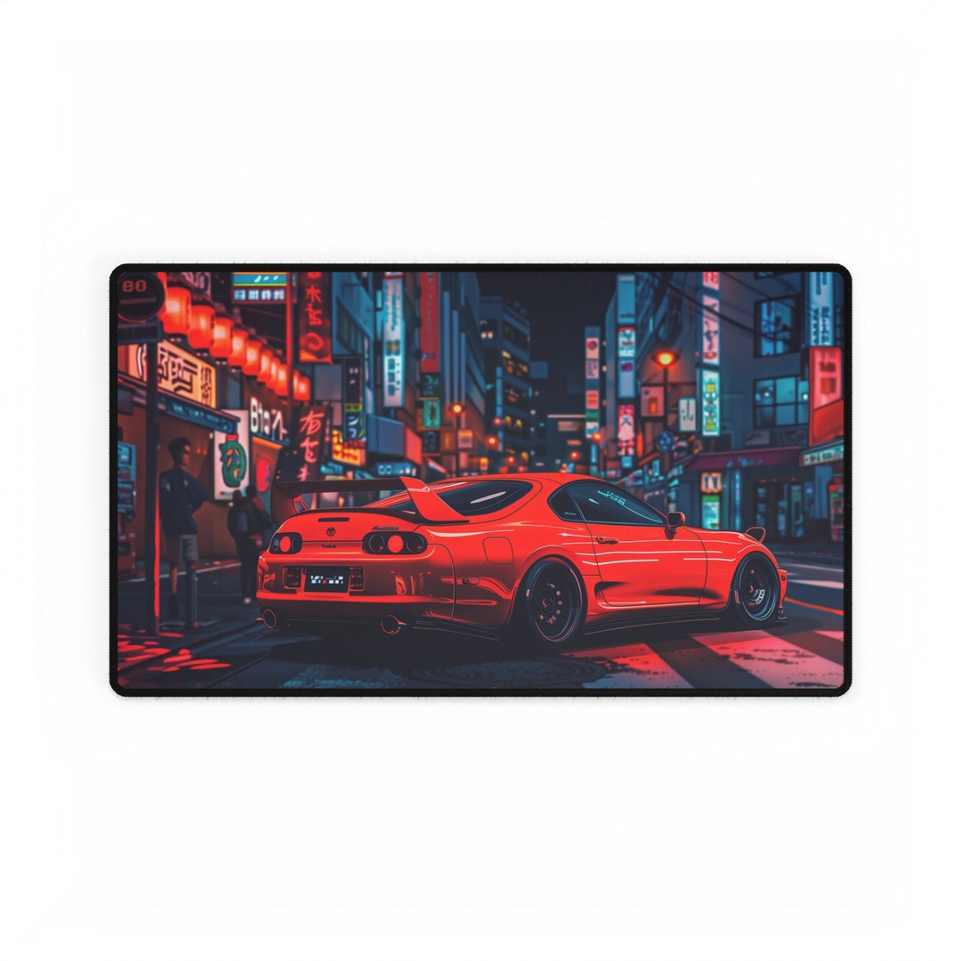 Large Orange Toyota Supra Mouse Pad Vibrant City Desk Mat for Gamers ...