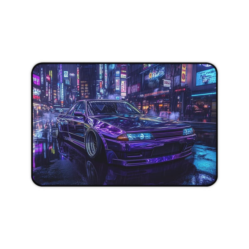 Cyberpunk Nissan R32 Skyline Mouse Pad Gaming Desk Mat With Neon City ...