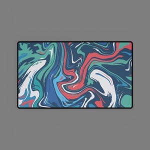 Large Gaming Mouse Mat teal, White, Red Liquid Swirl Design Desk Pad ...