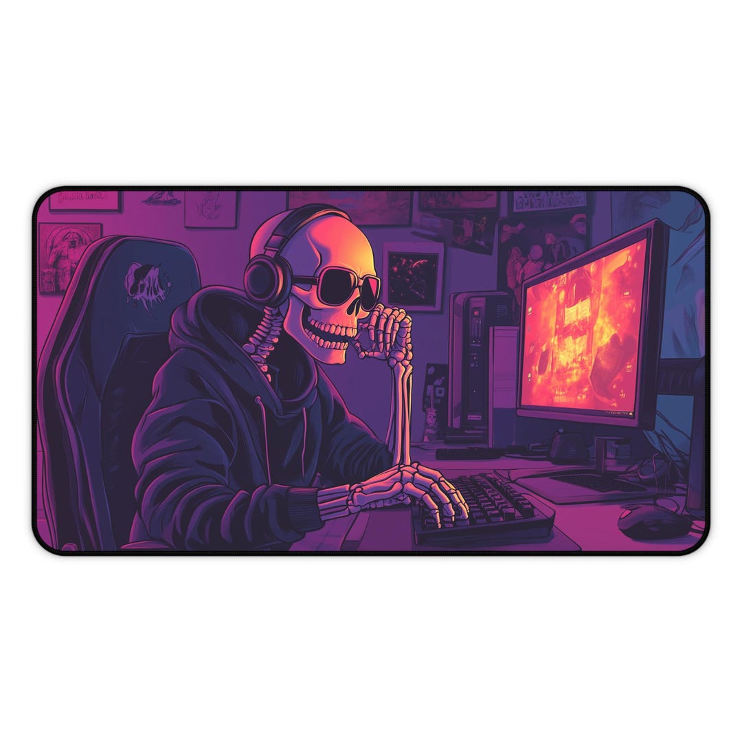 Gaming Skeleton Mouse Pad, Cartoon Skeleton Gamer Desk Mat With Non ...