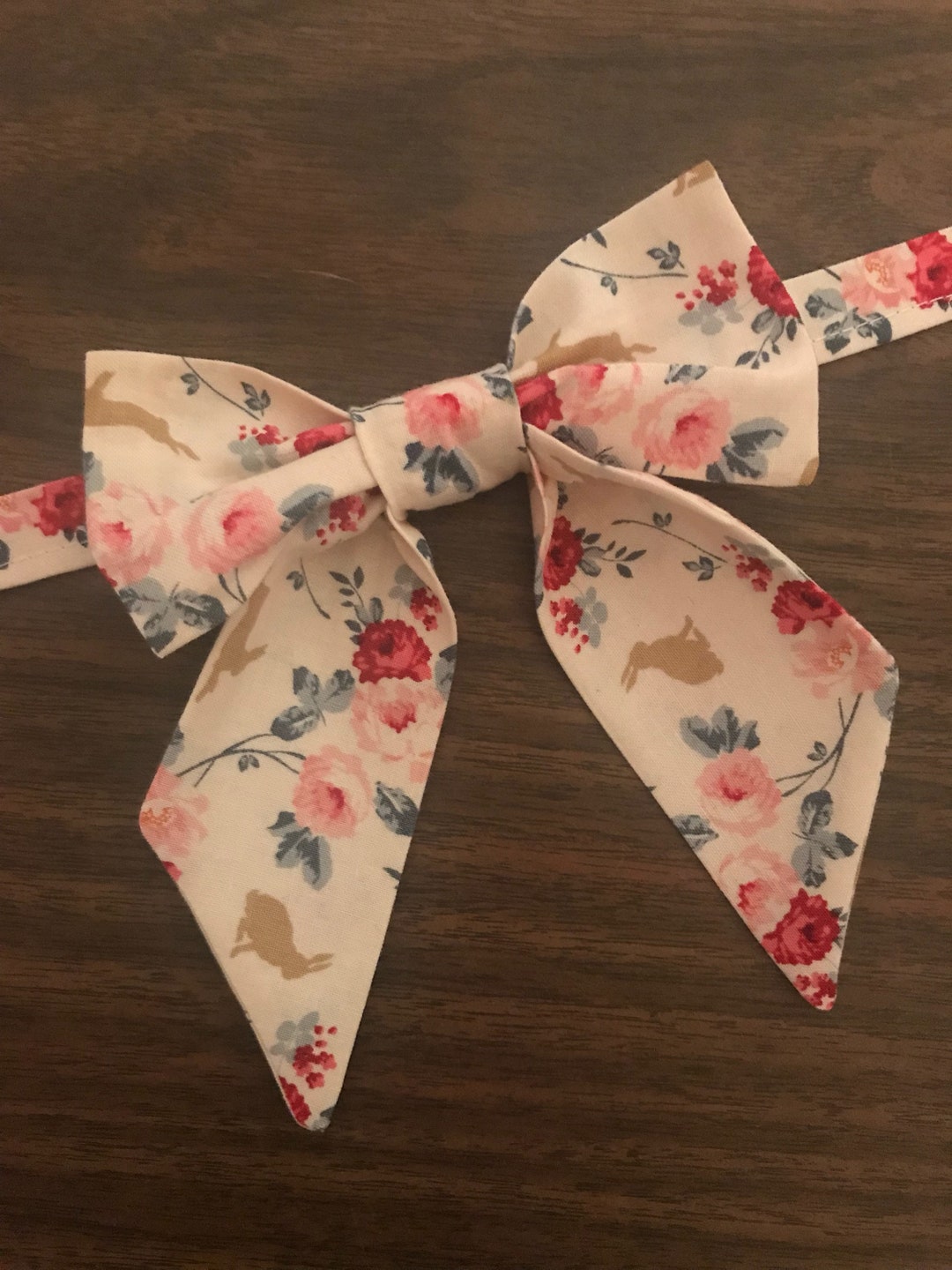 Floral and Bunny Bow Tie With Adjustable Strap - Etsy Canada