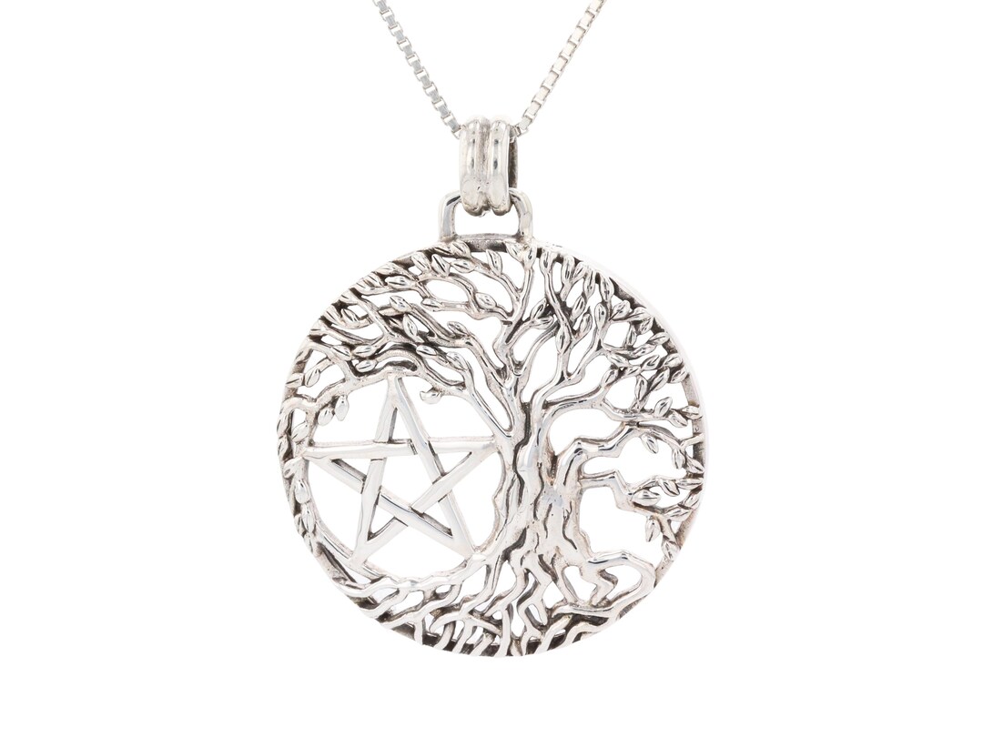 Pentacle Tree of Life Wiccan Sterling Silver Pendant Necklace 18 ...