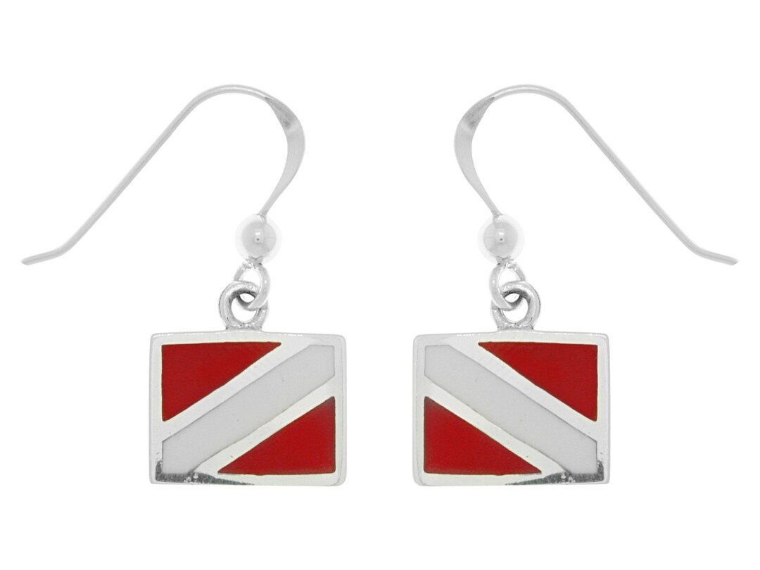 Jewelry Trends Scuba Diver Down Flag Red Enameled Sterling Silver ...