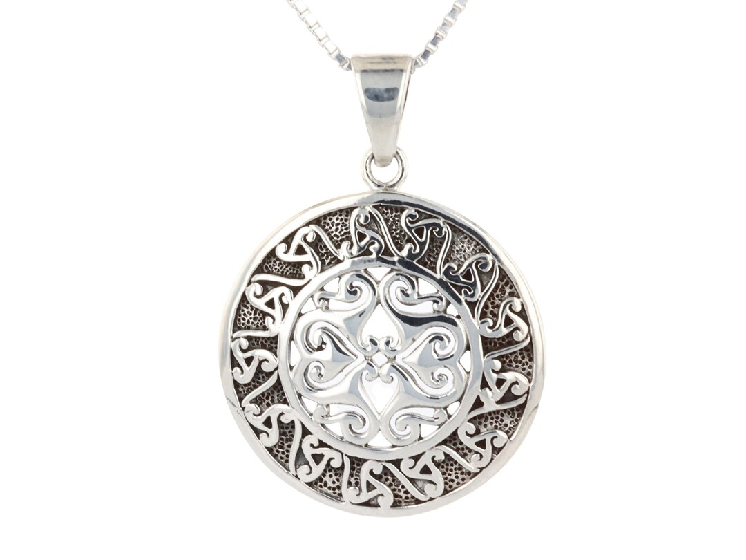 Celtic Triskele Sun Disk Sterling Silver Pendant Necklace 18" | Jewelry ...