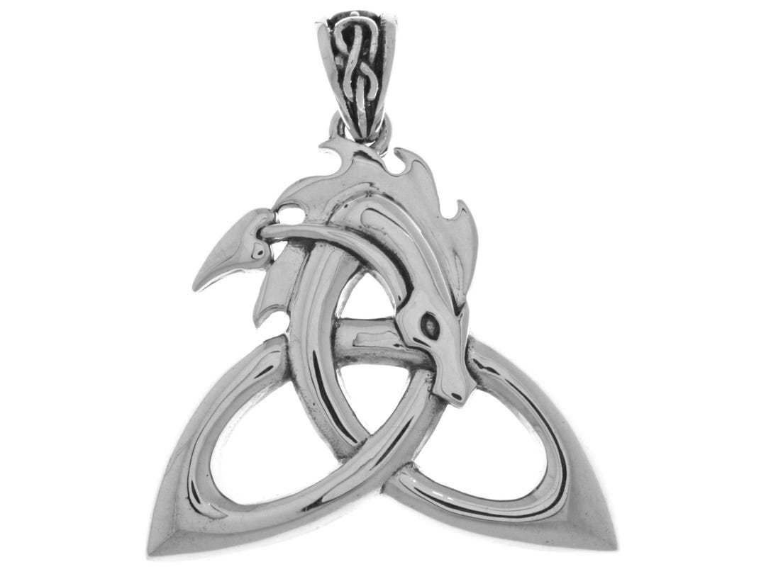 Celtic Dragon Trinity Knot Sterling Silver Pendant | Jewelry Trends - Etsy