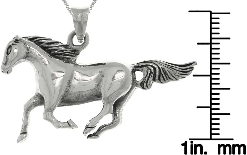 Sterling Silver Mustang Running Horse Pendant Necklace 18" | Jewelry ...
