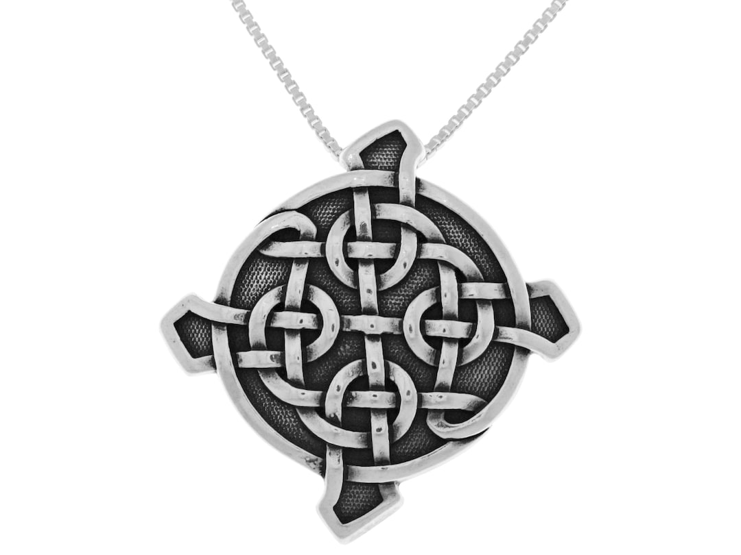 Ulbster Celtic Shield Medallion Sterling Silver Pendant Necklace 18 ...