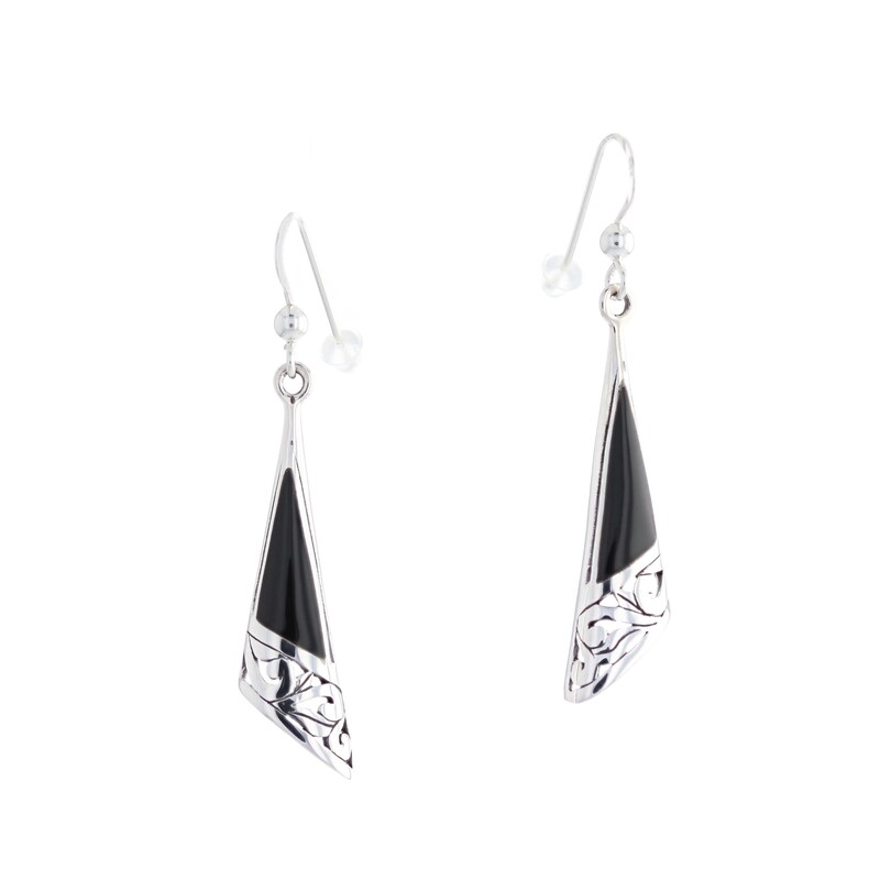 Triangle Onyx Earrings - Etsy