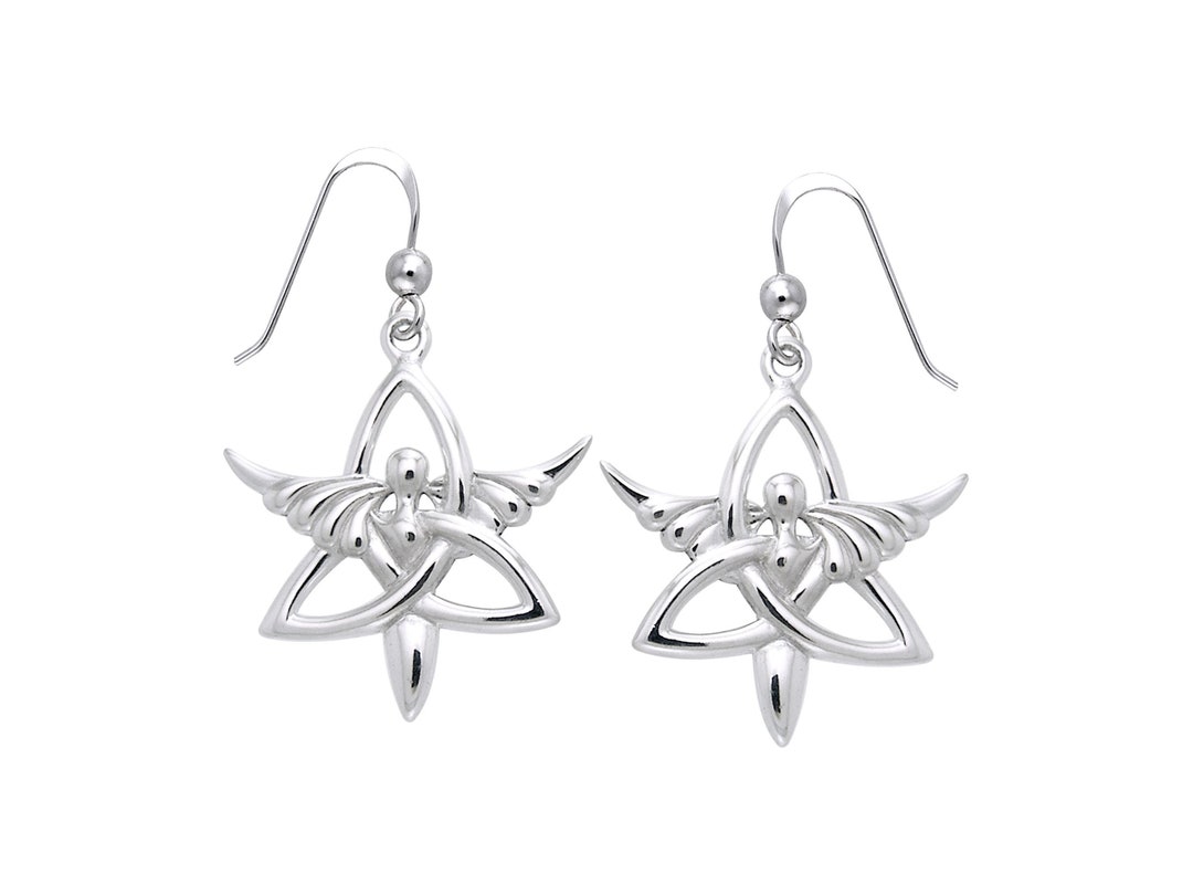 Celtic Trinity Knot Angel Sterling Silver Dangle Earrings Religious ...