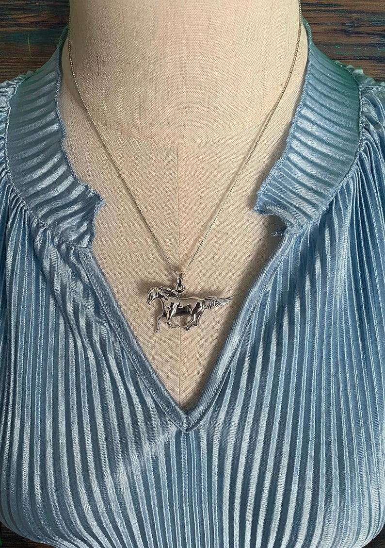 Sterling Silver Mustang Running Horse Pendant Necklace 18" | Jewelry ...