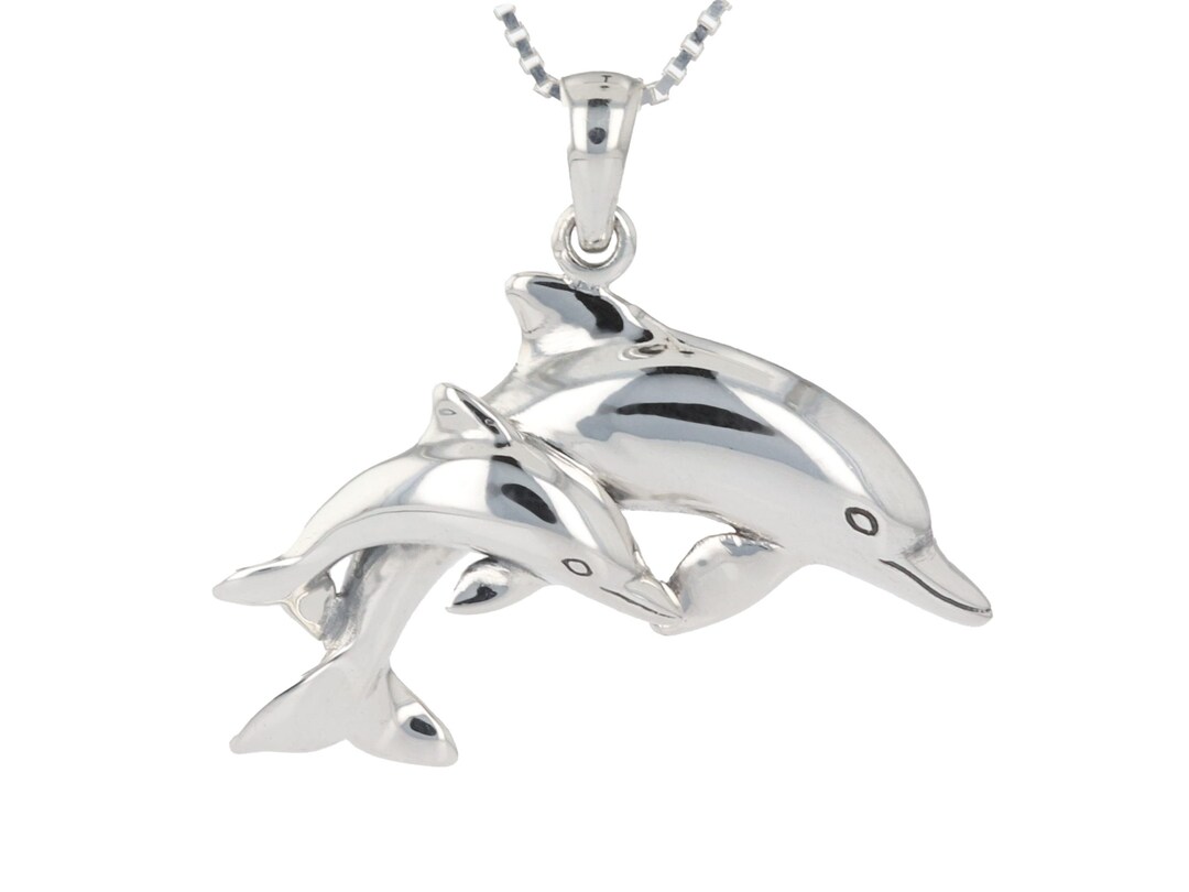 Mother and Child Dolphin Sterling Silver Pendant Necklace 18" | Jewelry ...