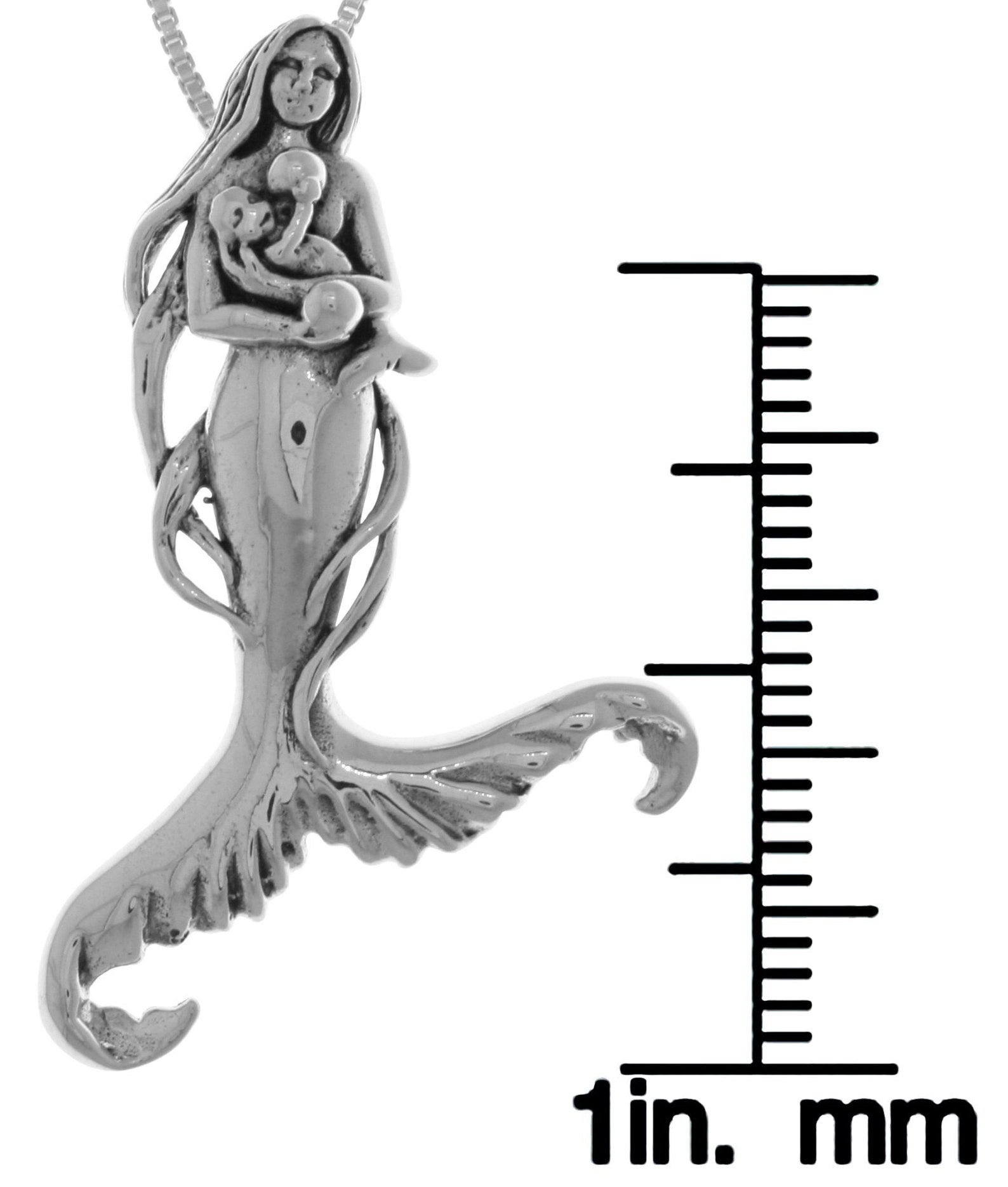 Mermaid Mother With Baby Sterling Silver Pendant Necklace 18" | Jewelry ...