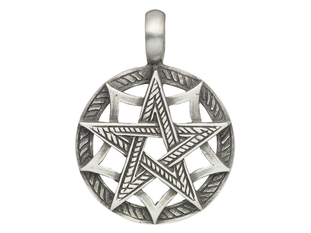 Antiqued Pentagram Pewter Pendant Necklace 18" | Jewelry Trends - Etsy