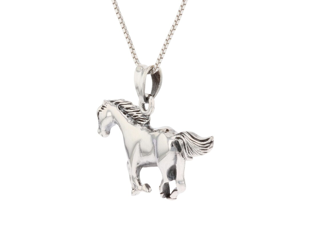 Sterling Silver Mustang Running Horse Pendant Necklace 18" | Jewelry ...