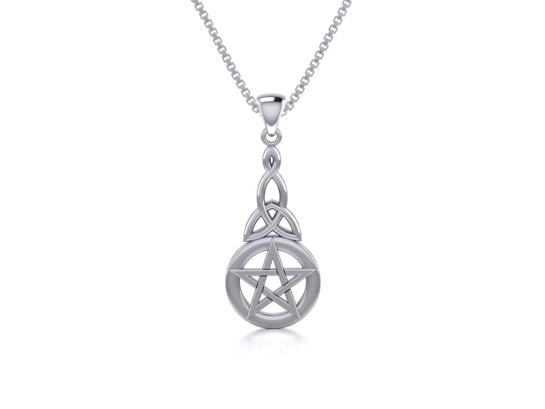 Pentacle Trinity Knot Celtic Sterling Silver Pendant Necklace 18 ...